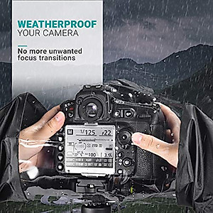Movo CRC01 Waterproof Nylon Camera Rain Cover with Enclosed Hand Sleeves Compatible with Canon EOS, Nikon, Sony, Olympus, Pentax and Panasonic DSLR Cameras