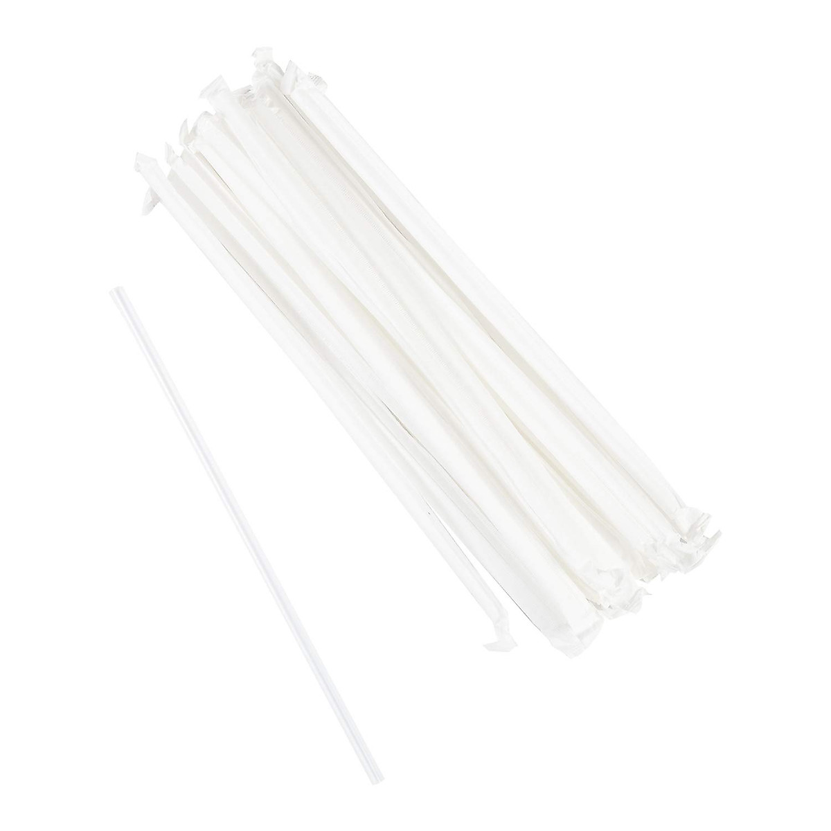 AmerCare 9 Inch Jumbo Clear Paper Wrapped Straws, Case of 12,000