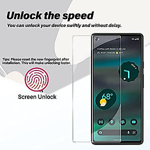 Pixel 6a Tempered Glass Screen Protector + Camera Lens Protector [ 2 + 2 Pack ][Fingerprint Unlock] [Anti-Scratch] [Case Friendly] HD Clear Protective Film for Google Pixel 6a