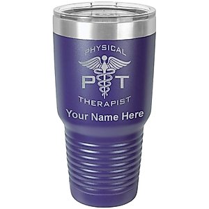 LaserGram 30oz Vacuum Insulated Tumbler Mug, PT Physical Therapist, Personalized Engraving Included (Dark Purple)