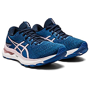 ASICS Women's Gel-Nimbus 24 Running Shoes, 9.5, French Blue/Barely Rose