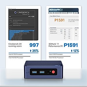 Beelink Mini S12 Pro Mini PC, 12th Gen Intel-N100 (4C/4T, Up to 3.4GHz), 16GB RAM DDR4 500GB PCle SSD, Mini Desktop Computer 4K@60Hz, Dual Display, WiFi6, BT5.2, USB3.2, LAN, Low Power