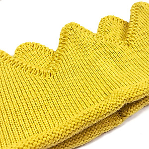 Wrapables Baby Boy & Girl Birthday Party Knitted Crown Headband Beanie Cap Hat, Yellow,One Size