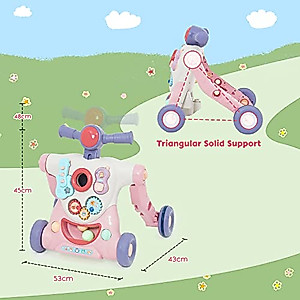 Baby Sit-to-Stand Learning Walker, 3 in 1 Baby Walker for Boys Girls Toddlers, Educational Baby Push Walkers with Entertainment Activity Center, Baby Music Learning Toy Gift for Infant Boys Girls