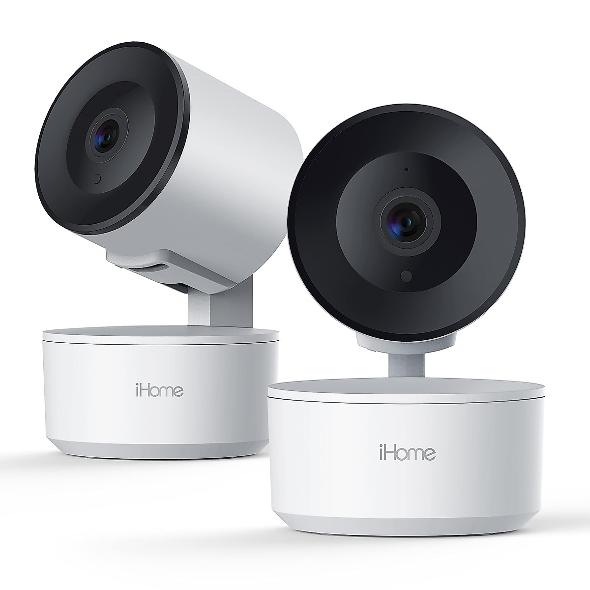 iHome Roto Smart Indoor WiFi Auto-Tracking Security Camera, Home Surveillance Cameras with 2-Way Audio, Night Vision, and Motion Alerts, 1080p HD, 2 Pack