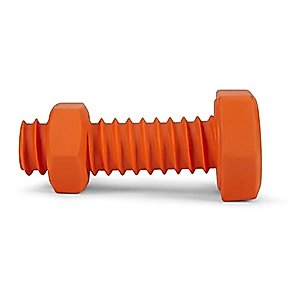 BLACK+DECKER Squeaker Dog Chew Toy Durable Teeth-Cleaning,Tough Almost Indestructible for Small, Medium & Large Dogs, Interactive & Tough Non-Toxic Natural Rubber Chew Toys, 6.5" Rubber Bolt, Orange