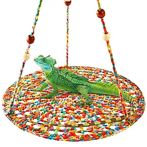 Reptile Hammock Swing Hanging Bed, Cute Lizard Swing Toy, Cotton Lizard Bed, Reptile Summer Bed for Bearded Dragon Leopard Gecko Lizard Birds Parrots Rats (D)