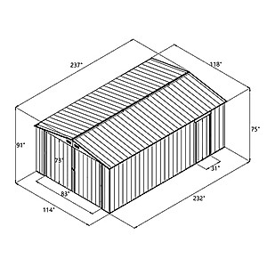 Outdoor Storage Shed 20x10 FT, Metal Garden Shed for Car,Truck,Bike, Garbage Can, Tool, Lawnmower, Outdoor Storage Galvanized Steel with Lockable Door for Backyard, Patio, Lawn
