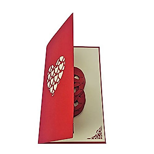 WOWPAPERART I Heart You - 3D Pop Up Card - For Love, Valentine, Birthday Card, Wedding, Anniversary