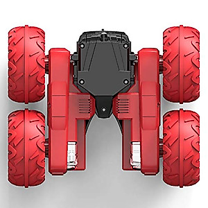 Threeking RC Rotating Stunt Cars Flowering Remote Control Car Toys with Lights Double-Sided Driving 360-degree Flips Rotating Car Toy, Red