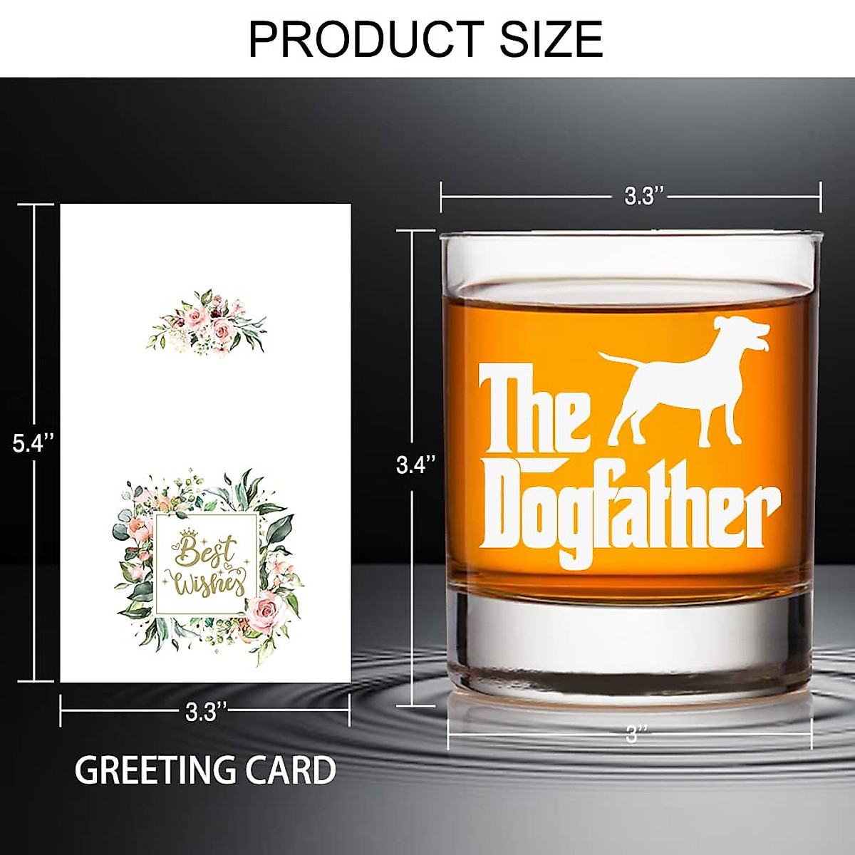 AGMdesign, The Dog Father Whiskey Glasses Gifts for Dog Owner, Dog Lover, Dog Dad, Dog Mom, Boyfriend, Husband, 11 oz Whiskey Bourbon Lowball Glass