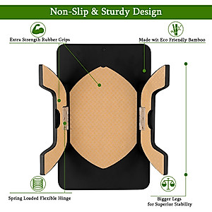 BAMBOOTRAY Couch Arm Table,Sofa Clip on Tray for Armrest Tray with Phone Holder,Couch Table for Living Room Bedroom (Large Black, 15.3" D x 9.8" W x 1.7" H)