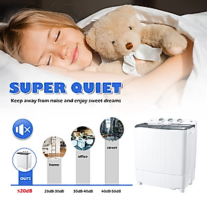 Homguava Portable Washer Machine 17.6LBS Capacity Mini Washing Machine 2 in 1 Compact Washer and Dryer Combo Twin Tub Laundry Washer(11LBS) & Spinner (6.6LBS) with Built-In Gravity Drain Pump(GREY)