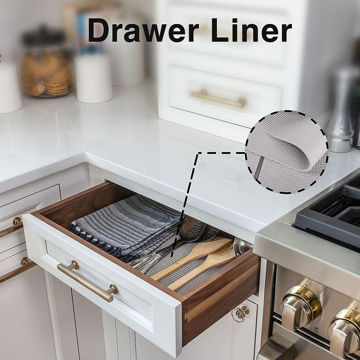 BUTJIJV Waterproof Shelf Liner for Under Sink, ( 5mm Thick, 24×82 Inch ), Slip-Resistant Kitchen Cabinet Protection Mats, Non-Adhesive PVC Foam Wire Shelf Liner, Grey Tool Drawer Liner