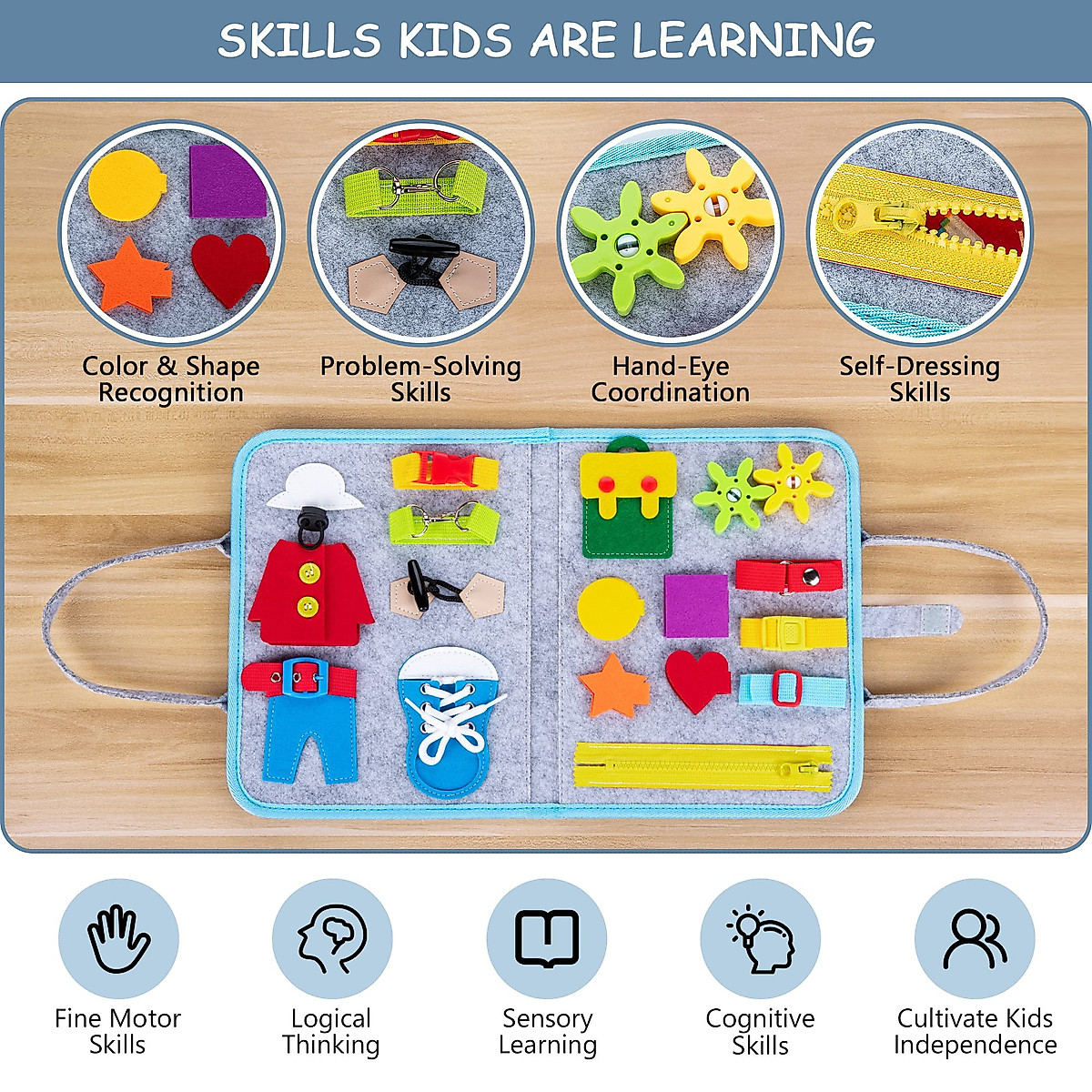 Busy Board Montessori Toys for Toddler Baby Toys Sensory Toys for Autistic Children Fine Motor Skills Baby Activity Center Toddler Activities Airplane Toy Toddler Travel Toys