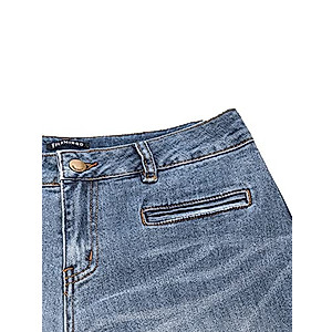 Flamingals Wide Leg Jeans for Women Stretch Low Waist Baggy Jeans Boot Cut Jeans Flare Leg Denim Pants Without Belt Navy Blue M