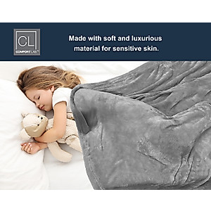 Comfort Lab Plush Flannel Throw Blanket - Soft, Lightweight, Giftable Fleece Blanket for Couch, Bed & Home Decor - Anti Pilling and Non Shedding Fleece Couch Throw - Kids/Pet (40" x 50") - Grey