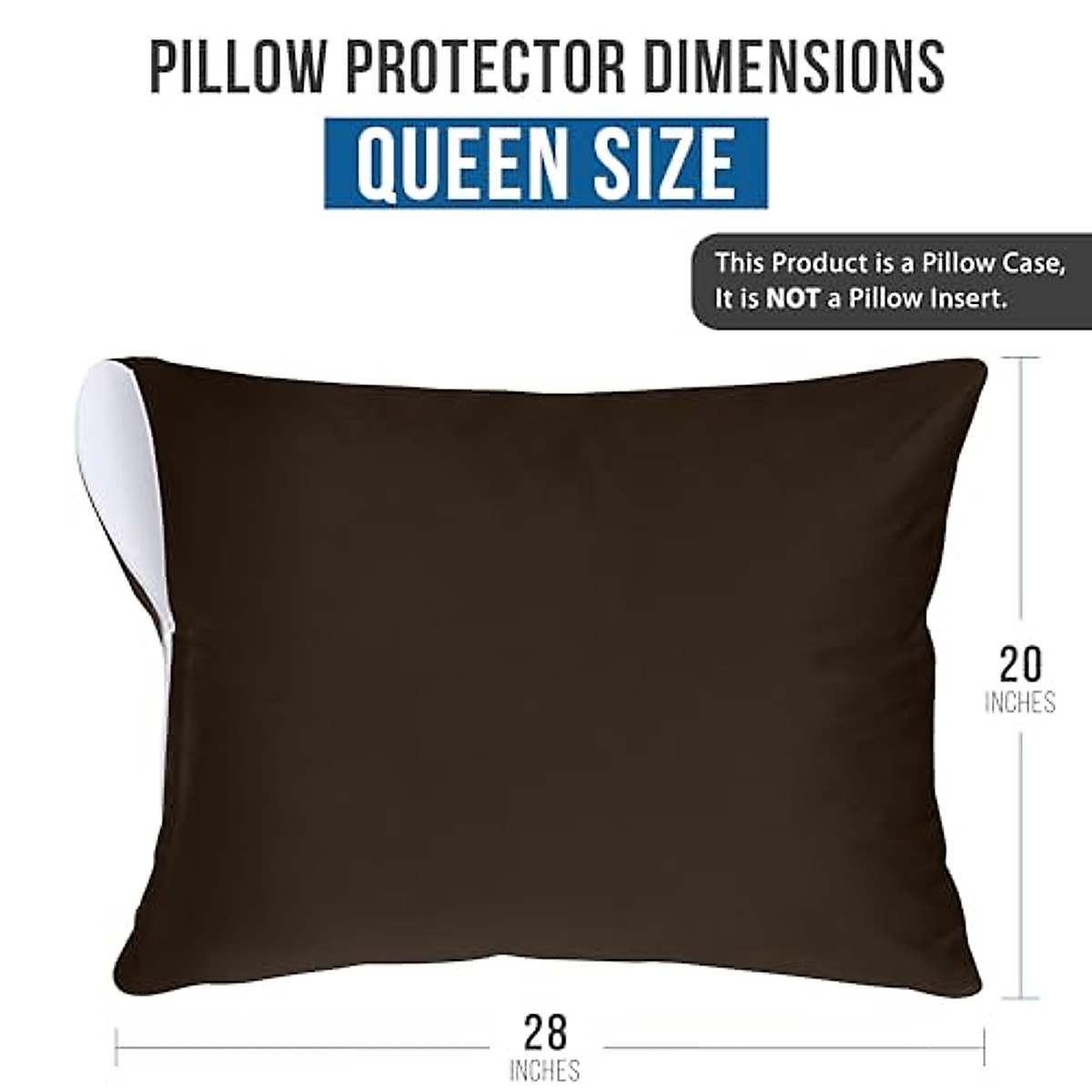 Utopia Bedding Waterproof Pillow Protectors Zippered (2 Pack, Brown) Queen Size, Zippered Pillowcases, Bed Bug Proof Pillow Encasement Covers 20 x 28 Inches