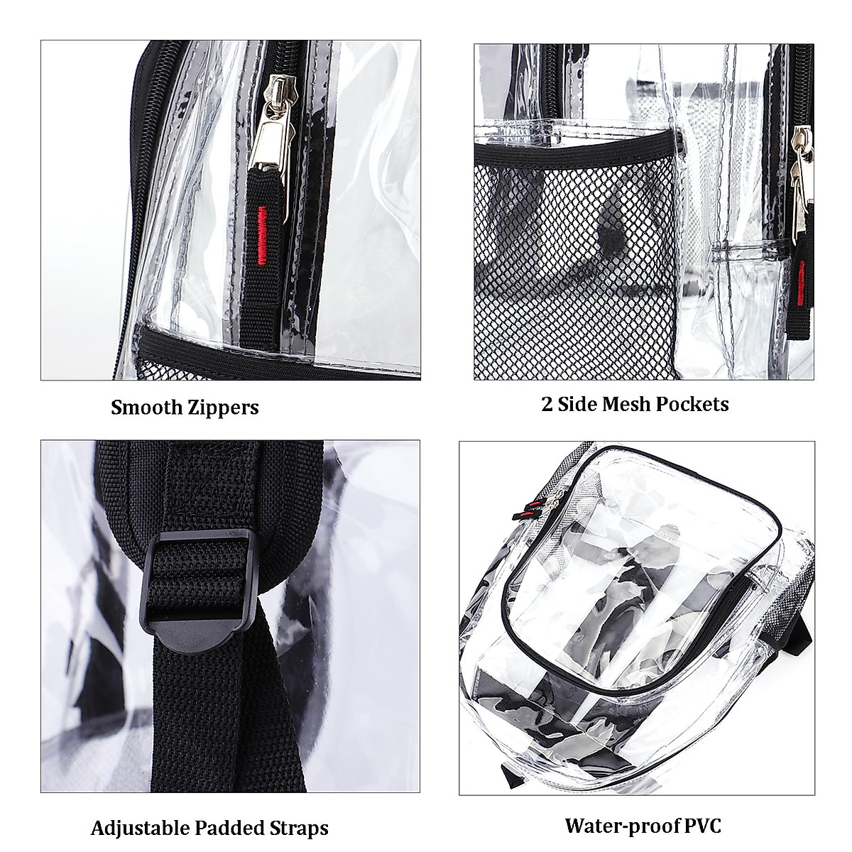 Heavy Duty Transparent Clear Backpack See Through Backpacks for School,Sports,Work,Stadium,Security Travel,College