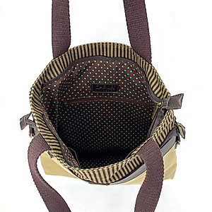 CHALA Canvas Convertible Stripe Work Tote with Chala Key-Fob in Light Olive (Wiener Dog on Scooter)