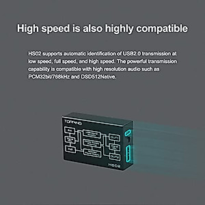 KGUSS Topping HS02 USB2.0 Audio Isolator withstands up to 1500VDC, USB-B and Type-C Input, USB-A and Type-C Output, Compatible with PCM32bit 768kHz DSD512