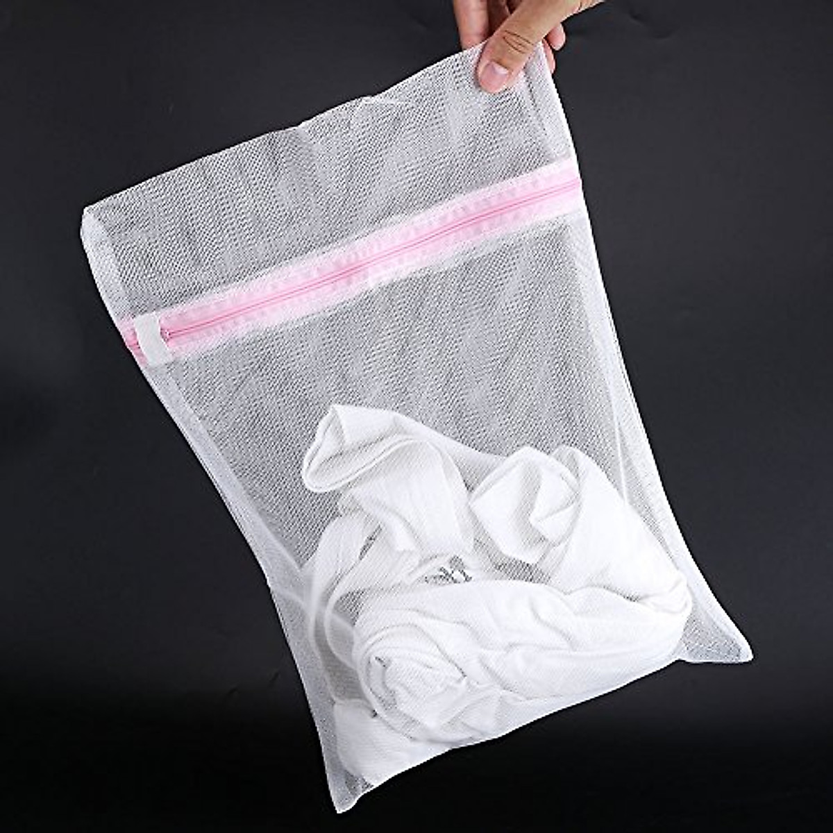 Mesh Laundry Bag For Washing Lingerie And Delicate Garments Women Wash Bag Washing Machine Bag Protect Blouse Hosiery Stocking Underwear Bra Etc With Premium Zipper (Fine Mesh 50x60cm)