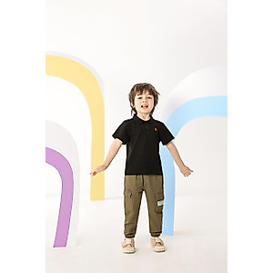 Feidoog Toddler Baby Boys 2 Pack Sweatpants Solid Cotton Elastic Waist Trousers Active Jogger Pants,Green+Coffee,3-4T