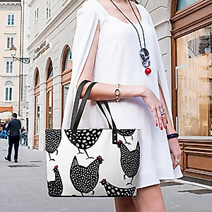 Womens Handbag Chickens Pattern Leather Tote Bag Top Handle Satchel Bags For Lady