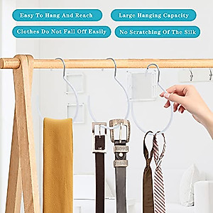 Aemygo Scarf Ring Hangers, 15 Pcs Non-Slip Belt Rack Tie Hanging Hooks Closet Accessories Scarf Organizer Storage Holders for Ties Scarves Belts Tank Tops Pashminas (White)