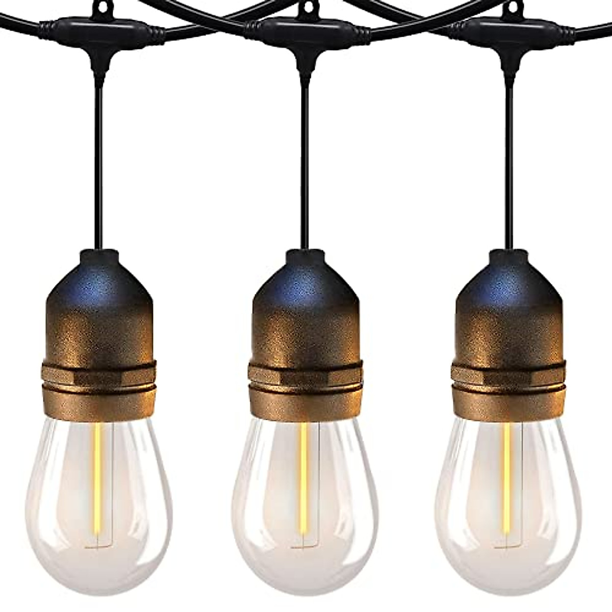 OYYPTDZM Outdoor String Lights 49 Feet Patio Lights Waterproof with 15 Lamp Heads Connectable Hanging Light for Backyard Porch Balcony Garden E26 Bulb Not Included