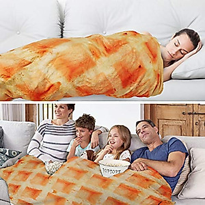 Waffles Blanket, Tortilla Blanket for Adults and Kids, Funny Food Throw Blanket, Novelty Gifts for Everyone, Soft Throw Blanket for Bed Couch or Travel - 71 inchs Orange