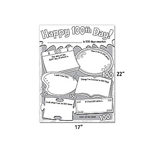 Teacher Created Resources Happy 100Th Day Poster Pack, Black, white, 17 x 22 Inch