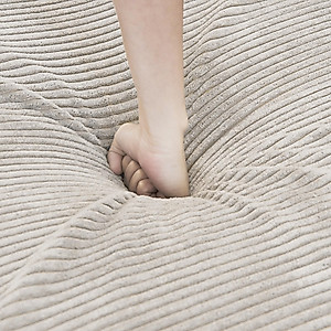 WJShome Modular Sectional Sofa Couch,102inch Oversized LoveSofa,Upholstered with Corduroy Fabric Couches with 4 Pillows,Cushion Covers Removable, Comfy for Living Room, Office, Apartment,Beige