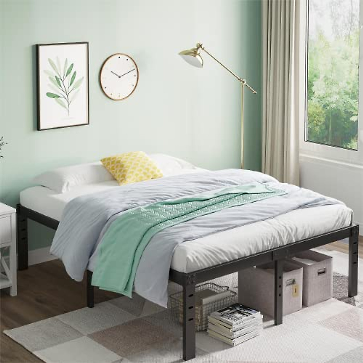 Sementa King-Bed-Frames 16 Inch High Heavy Duty-Platform-Mattress-Foundation - No Box Spring Needed,Storage Underneath,Easy Assembly,Noise Free,Black