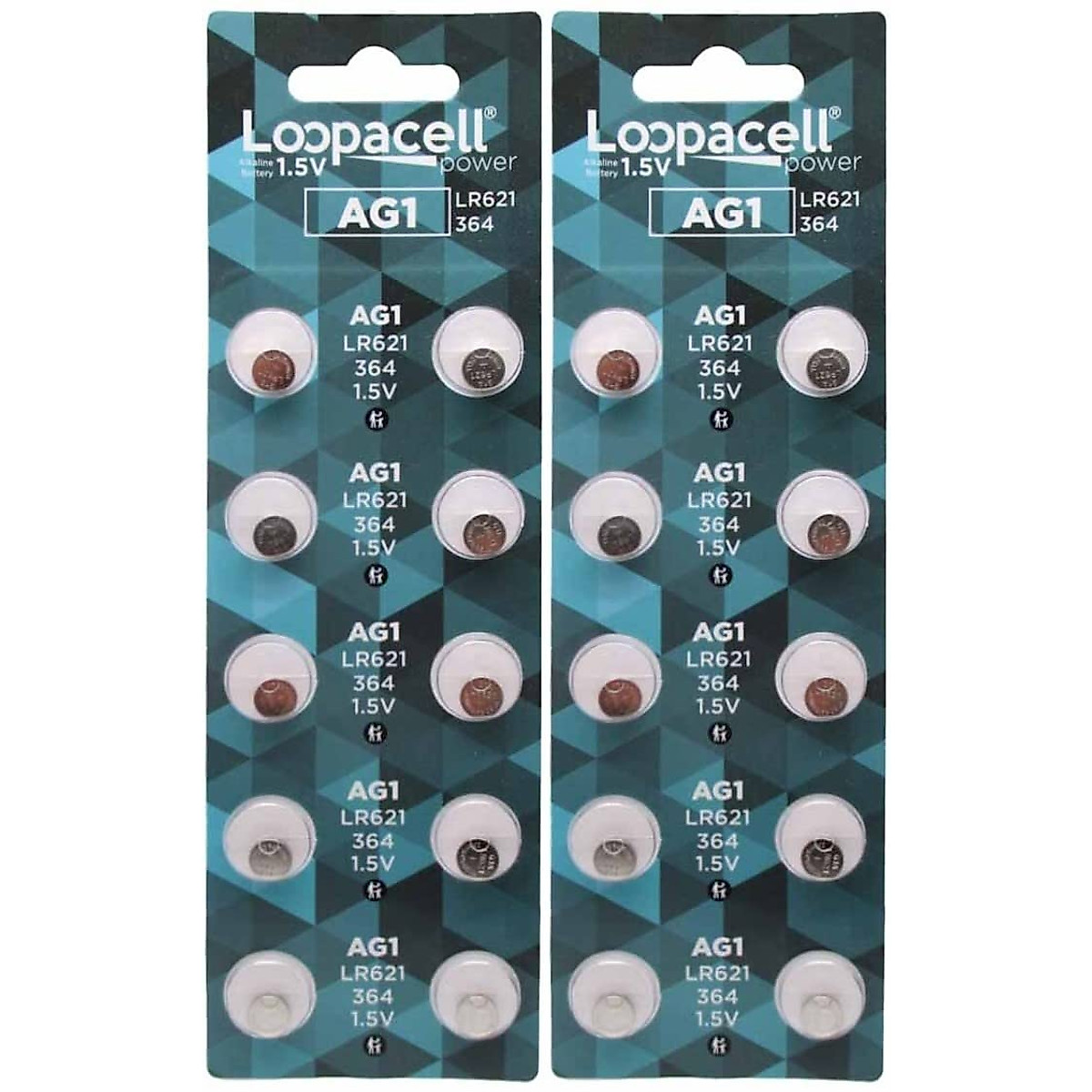 LOOPACELL AG1 LR621 364 Alkaline Watch Batteries X 20