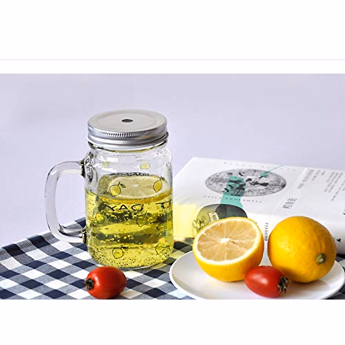 Mason Blank Sublimation transparent clear glass Jar Mugs 430ml with glass handles and straw drinking heat dye transfer 4 pieces