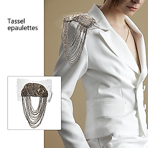 2 Pcs Blazer Metal Tassel Epaulet Beaded Badge with Pins Beads Shoulder Jewelry Epaulettes Men and Women Uniform Accessories