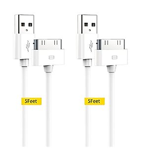iPhone 4 4s Charger Cable iPad Charger, 2Pack 5 Feet Certified 30-Pin Charging Cable Compatible for iPad 1/2/3, iPhone 4/4S, iPhone 3G/3GS, iPod Nano 5th/6th and iPod Touch 3rd/4th gen