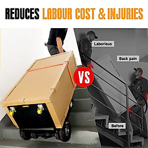 ROOMEDAL Electric Stair Climbing Hand Trucks Dolly Cart for Moving 661lb Capacity Heavy Duty Folding Stair Climber Cart Hand Trolley 600W Motor Battery Powered for Furniture Family Logistics Warehouse
