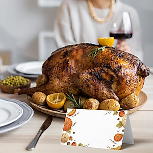 Thanksgiving Place Cards (3.5 x 2 in) 25 pcs, Table Name Cards for Thanksgiving Party, Seating Name Cards, Food Labels, Scored for Easy Folding, Thanksgiving Party Supplies, Fiesta Party - SJK010