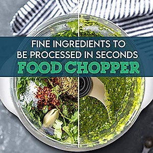 Electric Food Processor,Food Chopper with Garlic Peeler and Titanium Coating Blades, 5 Cup Glass Bowl for Vegetables Fruit Salad Onion Garlic Meat Ice Chopper