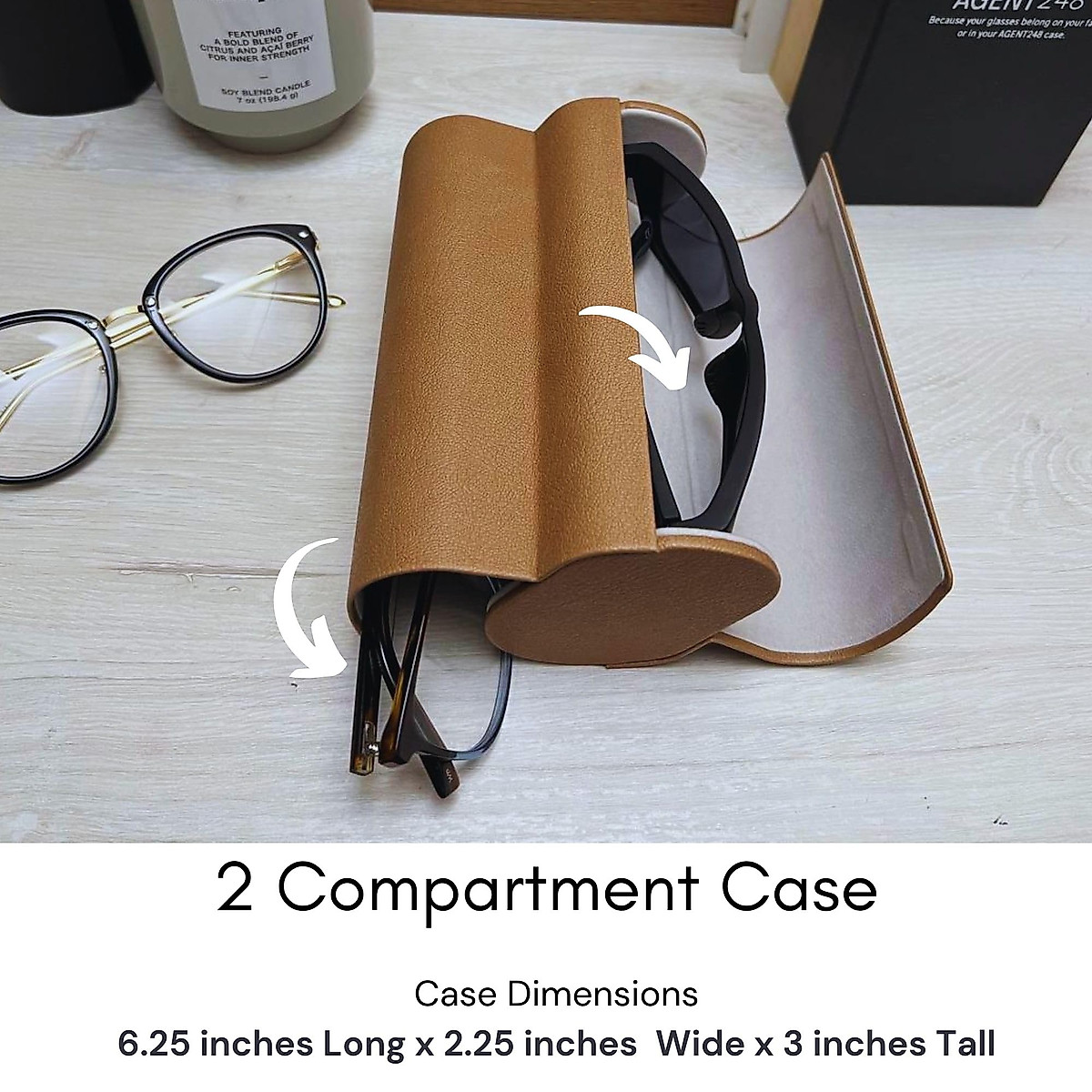 Eyeglass and Sunglass 2-Compartment Travel Case - Brown
