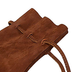 Hide & Drink, Medieval Drawstring Coin Pouch, Vintage Bag, Cosplay, Full Grain Leather, Handmade (Swayze Suede, S)