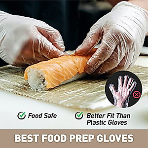 OKIAAS Disposable Gloves L, Food Safe| Latex-Free and Powder-Free Clear Vinyl Gloves for Cooking, Food Prep, Household Cleaning | Medium,100 Counts/Box
