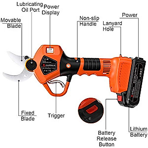 OUPINLH Electric Pruning Shears with 2PCS 21V Lithium Battery 2000mAh,1.2Inch(30mm) Cutting Diameter Cordless Battery Powered Pruner with LCD Display for Garden Branch,6-8 Working Hours