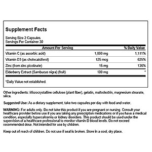 Swanson High Potency Ultimate Immune Defense with C, D, Zinc & Elderberry 60 Caps