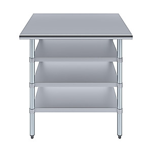 AmGood Stainless Steel Work Table with 3 Shelves | Metal Utility Table | Commercial & Residential NSF Utility Table (36" Long x 30" Deep)
