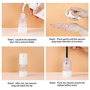 longway 1.7 Oz (50ML) Empty Refillable Airless Pump Bottle,Travel Foundation Containers,Airless Cosmetic Pump Bottle for Hand Sanitizer, Toner,Gel,Hair Oil, Lotion and Face Cream (Pack of 6, Frosted)