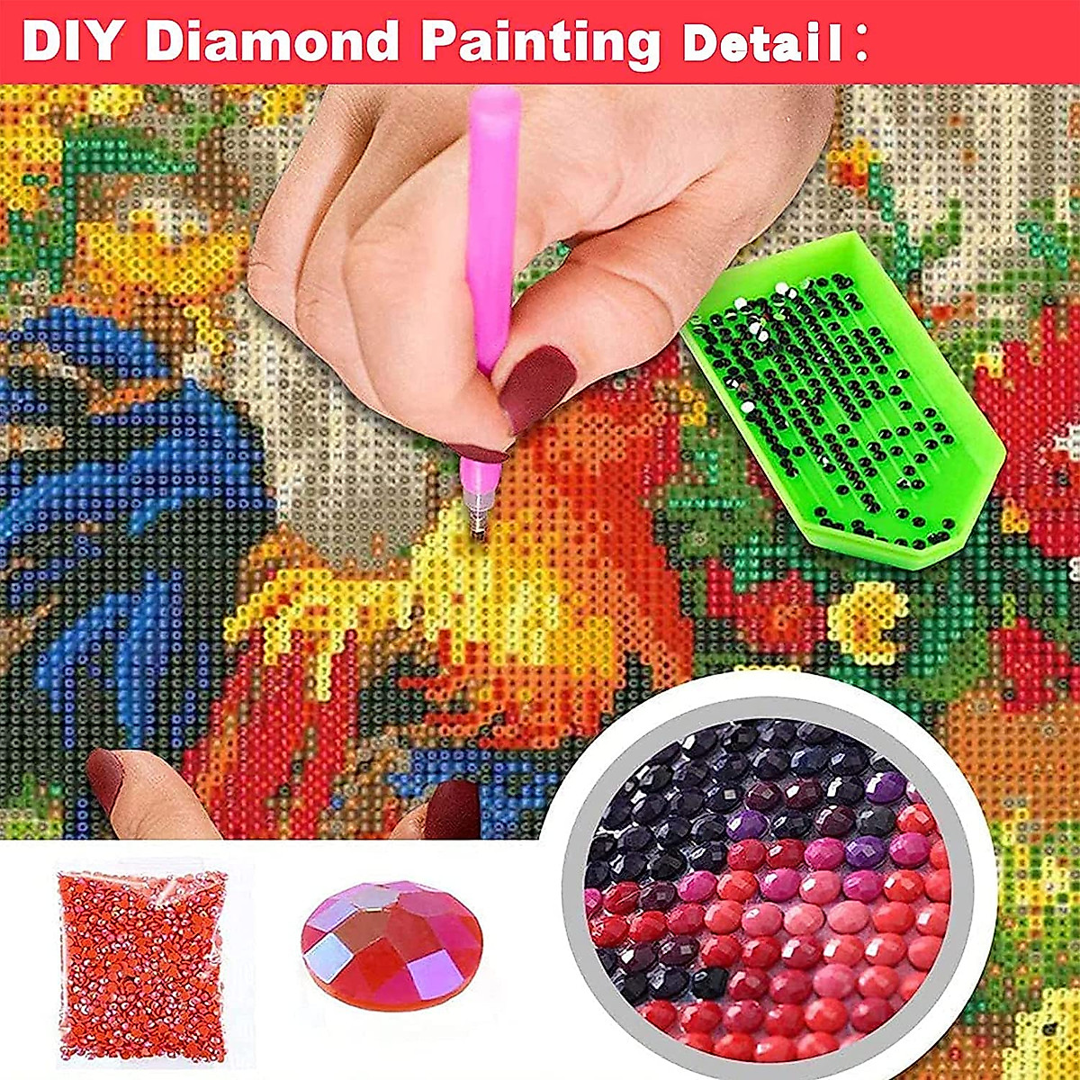 5D Diamond Painting by Number Kit for Adult, DIY Full Drill Rottweiler Embroidery Rhinestone Painting Home Wall Decor Arts Craft Gift 16x20 inch