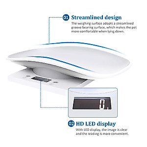 Pet Digital Scale Kitchen Weight Scale, Puppies and Kitten Scale Measures Small Animals with 22 lb/10 kg, Multi-Function Portable Electronic Scale Digital Weight